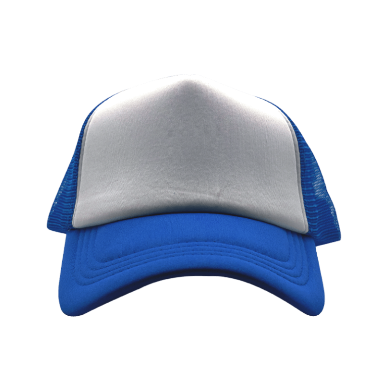 5 Panel Blue & White Truckers Cap - Sublimation Express